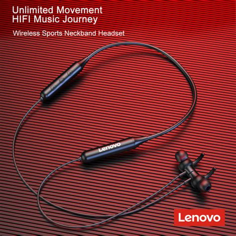 Lenovo H Wireless Sports Neckband Headset Bluetooth Long Battery Life Magnetic Absorption