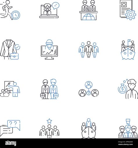 Leader And Job Line Icons Collection Authority Governance Direction Management