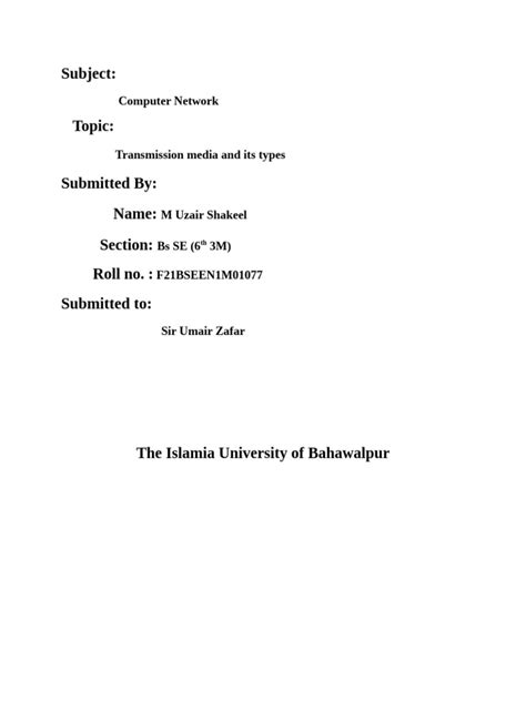 Assignment No 1 Computer Network Pdf Transmission Medium Radio
