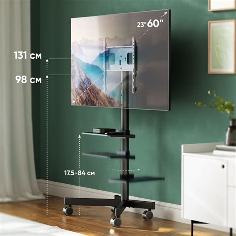 ONKRON стойка для телевизора с кронштейном 23"-60", мобильная, чёрная ...