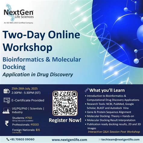 Two Day Online Workshop On “bioinformatics And Molecular Docking Application In Drug Discovery