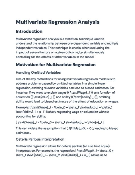 Multivariate Regression Analysis Understanding Relationships Stat 301