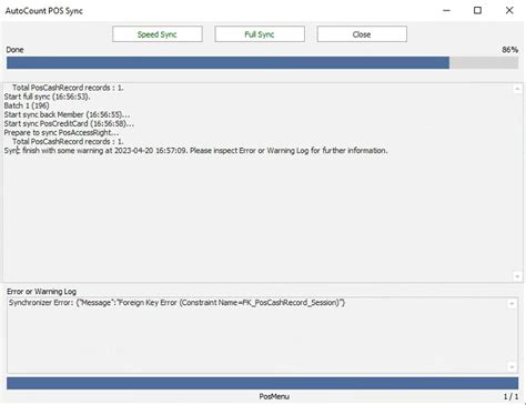 Pos FNB Sync Error POSCashRecord Session AutoCount Resource Center