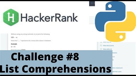 Hakerrank Python Challenge 8 List Comprehensions Youtube