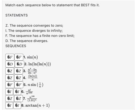Solved Match Each Sequence Below To Statement That Best Fits