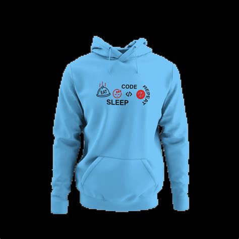 Buy Eat Sleep Code Repeat Coding Hoodie Skyblue S At Best Price In