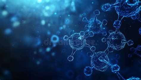 Abstract Depiction Of Molecular Structures In Glowing Blue Environment Stock Image Image Of