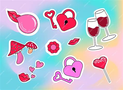 Premium Vector Retro Pack Of Cute Stickers Vector Design Trendy Girly