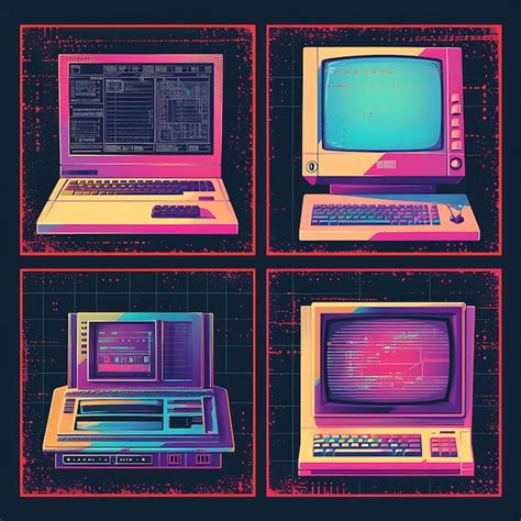 premium photo design of retro futuristic computer museum panel design