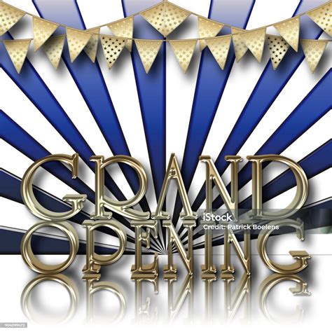 스톡 일러스트그랜드 오프닝 복사 공간 3d 그림 블루 그라데이션 배경 0명에 대한 스톡 사진 및 기타 이미지 0명 3차원 형태 Publicity Event Istock