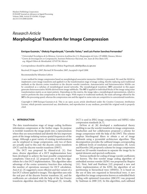 Pdf Morphological Transform For Image Compression