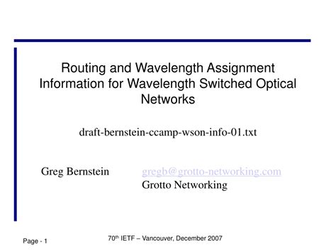 Ppt Routing And Wavelength Assignment Information For Wavelength