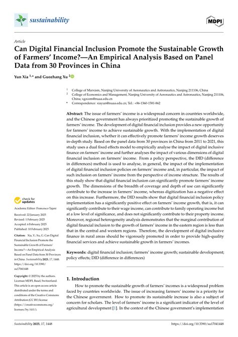 Pdf Can Digital Financial Inclusion Promote The Sustainable Growth Of