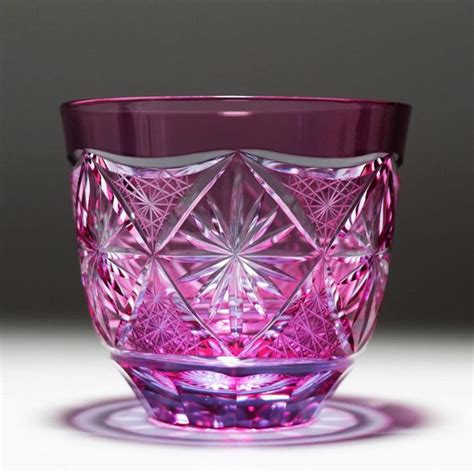 사케 유리 차가운 술 유리 유리 Ginwan No Hana 분홍색 키리코 ｜made In Japan Products Becos