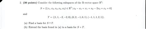 solved 30 ﻿points ﻿consider the following subspaces of the
