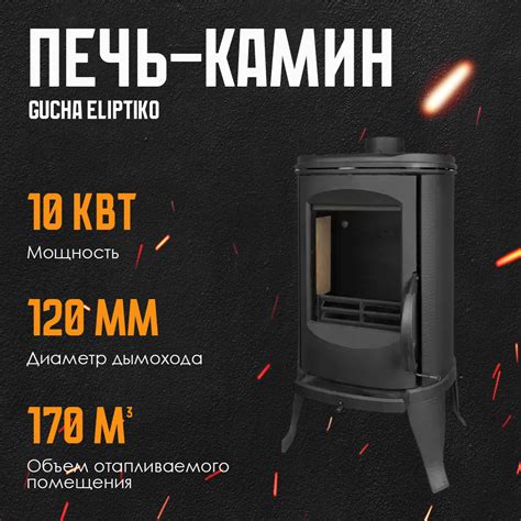 Печь-камин Gucha Eliptiko чугун цвет черный ️ купить по цене 140147 ...