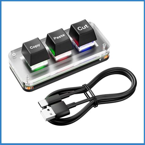 Rgb Mini Cut Copy Paste Keyboard Hotswap 3 Key Ctrl X C V Shortcut One
