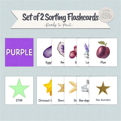 Set Of 2 Sorting Flashcards Printable Flashcards Color Sorting Shape