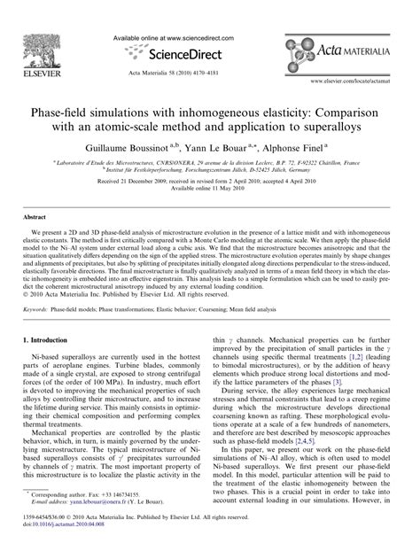 Pdf Phase Field Simulations With Inhomogeneous Elasticity Comparison With An Atomic Scale