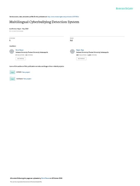 multilingual cyberbullying detection system 2019 pdf cyberbullying