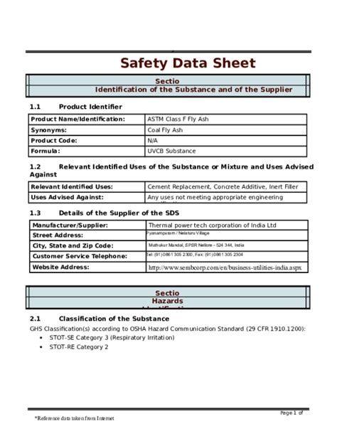 Doc Safety Data Sheet Identification Of The Substance And Of The