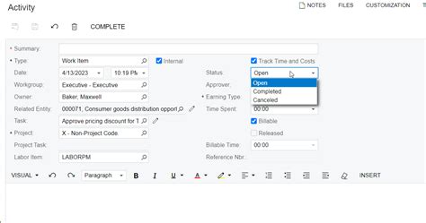 Marketing Task Activities Upon Saving Status Remains Open Community