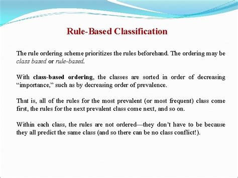 rulebased classification rulebased classifiers where the learned model