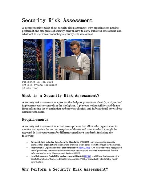 Security Risk Assessment Pdf Information Security Computer Security
