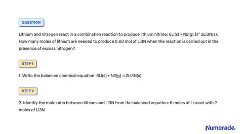 Solved Lithium And Nitrogen React In A Combination Reaction To Produce