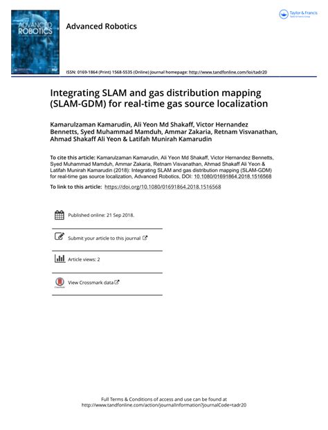 Pdf Integrating Slam And Gas Distribution Mapping Slam Gdm For Real Time Gas Source Localization