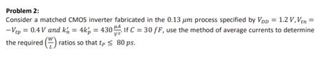 Solved Problem Consider A Matched CMOS Inverter Chegg Com