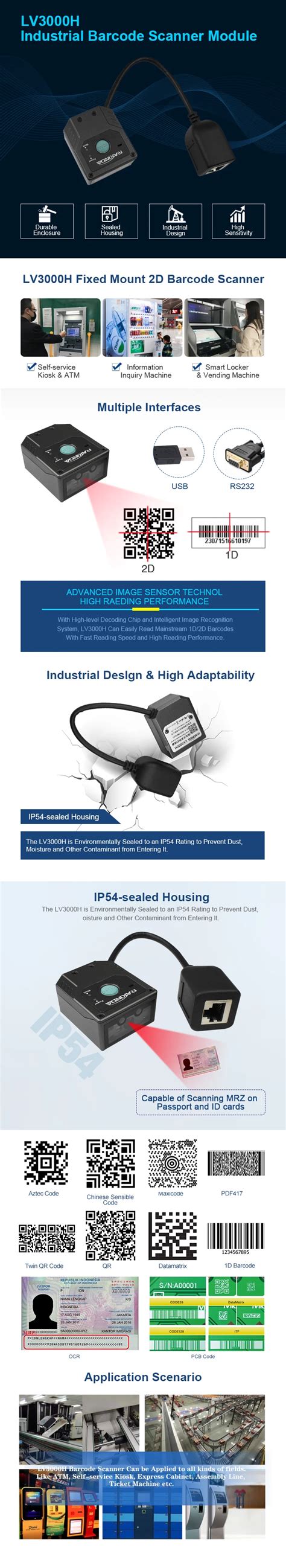 High Performance Lv3000h Rs232 Or Usb Interface Turnstile Access Control Ocr Qr Passport Reader
