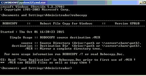 Pantallazoses Robocopy Command Line Usar Robust File Copy