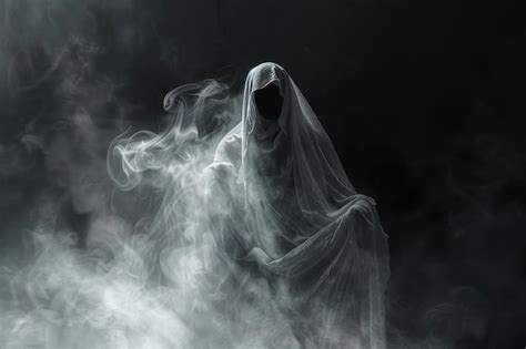 Ghost Emerging From The Darkness A Ghostly Figure Forms From Wisps Of