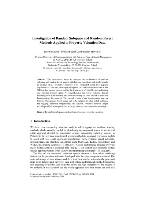 Pdf Investigation Of Random Subspace And Random Forest Methods