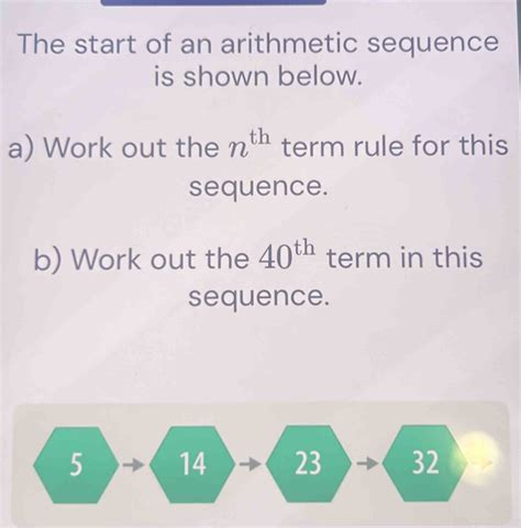solved the start of an arithmetic sequence is shown below a work out