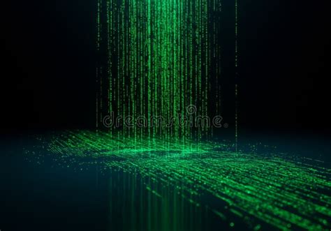 Green Data Stream Falling On Dark Background Stock Illustration