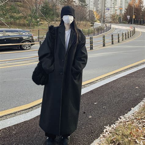 오버핏 롱코트 박시핏 맥시 남녀공용 긴기장 키큰여자 겨울 울코트 빅사이즈 결혼식 하객 에이블리