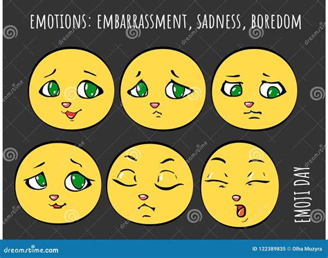 Emotions Embarrassment Sadness Boredom Stock Vector Illustration