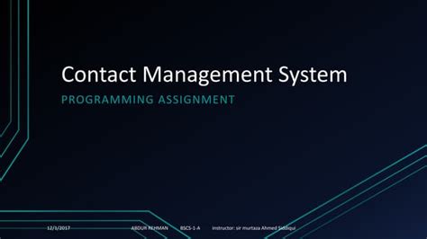 Contact Management System Phone Book Management System Pptx