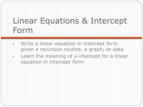 Ppt Linear Equations And Intercept Form Powerpoint Presentation Id 5762128