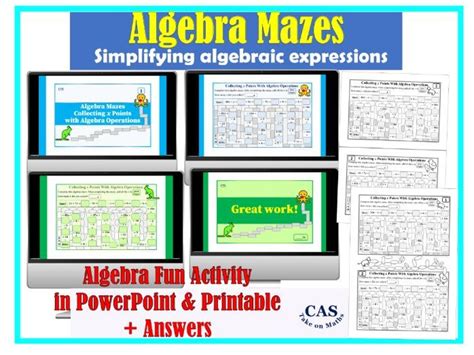Algebra Mazes Simplifying Algebraic Expressions Teaching Resources