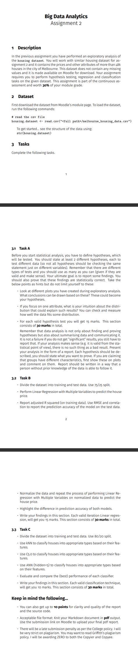 Solved 33 Task C Divide The Dataset Into Training And