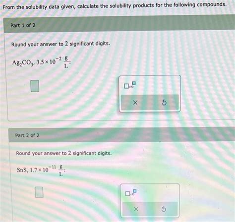 solved from the solubility data given calculate the