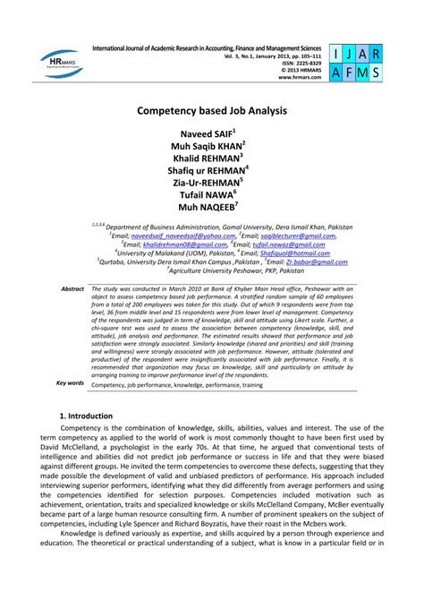 (PDF) Competency based Job Analysis - Human Resource …hrmars.com/admin/pics/1450.pdf ...