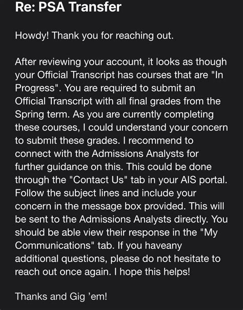 Transfer Transcript Has Incomplete Courses Raggies
