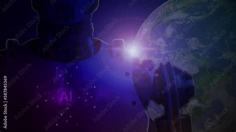 Robot with AI icon on global background provide access information ...