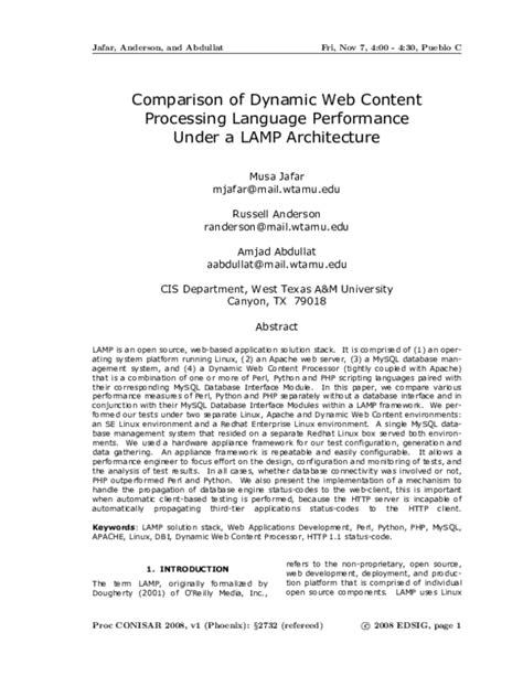 Pdf Comparison Of Dynamic Web Content Processing Language Performance