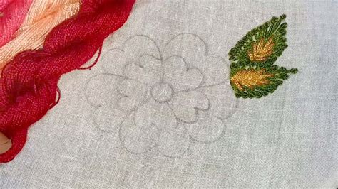 Hand Embriodery Buttonhole Stitch Brazilian Stitch Rose Flower Design Youtube