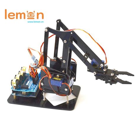 Bộ Cánh Tay Robot 4 Bậc Đầy Đủ Điều Khiển Biến Trở Arm 4dof Arduino Lemon Robotics